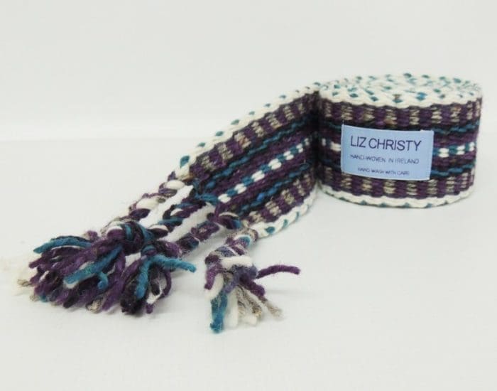 Irish Crios Belt Purple-Blue - Handwoven by Liz Christy